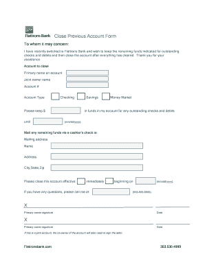 Fillable Online Close Previous Account Form Fax Email Print - pdfFiller