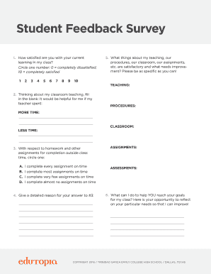 Fillable Online Student Feedback Survey Fax Email Print - pdfFiller