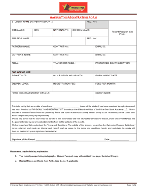 Fillable Online REG FORM - BADMINTON R1.doc Fax Email Print - pdfFiller
