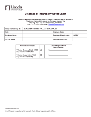 Fillable Online Evidence of Insurability Cover Sheet - employerflexible ...