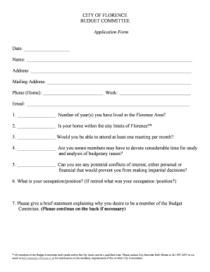 Fillable Online ci florence or Application Form - ci.florence.or.us Fax ...