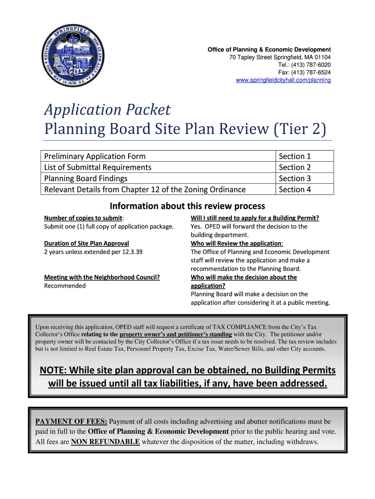 Fillable Online www3 springfield-ma Application Packet Planning Board ...