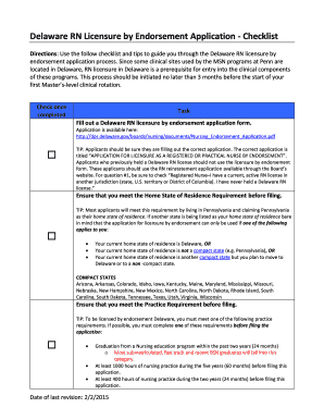 Fillable Online Delaware RN Licensure by Endorsement Application ...