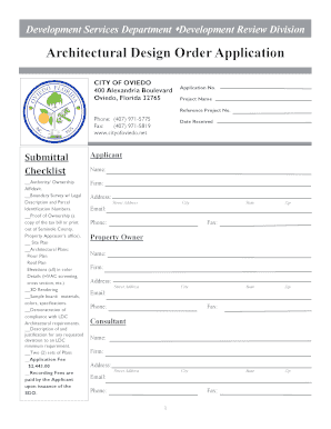 Fillable Online cityofoviedo Architectural Design Order Application Fax Email Print - pdfFiller