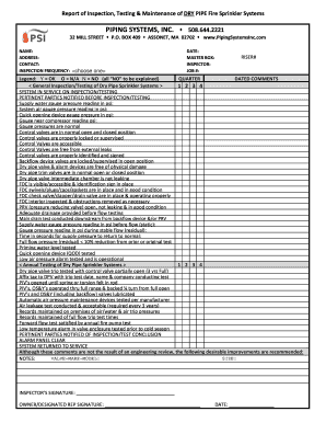 Fillable Online Dry Sprinkler System Inspection - Piping Systems, Inc ...