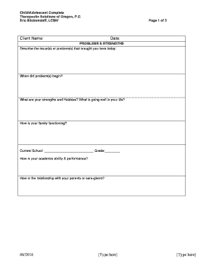 Fillable Online Child Adolescent Complete - Eric Blickenstaff, LCSW ...