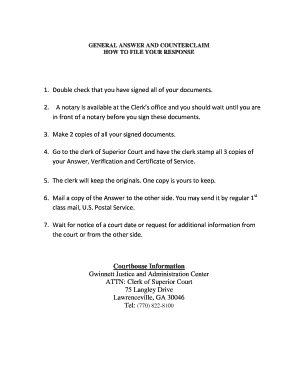 Fillable Online GENERAL ANSWER AND COUNTERCLAIM Fax Email Print - pdfFiller