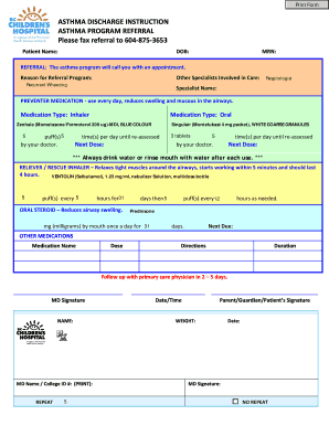 Fillable Online residents pediatrics med ubc ASTHMA DISCHARGE ...