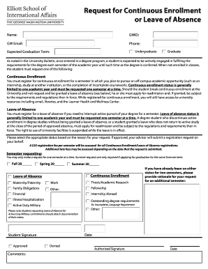 Fillable Online Request for Continuous Enrollment Fax Email Print - pdfFiller
