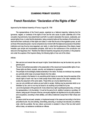 French Revolution Declaration Of The Rights Of Man