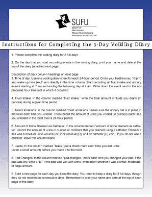 Fillable Online Instructions for Completing the 3-Day Voiding Diary Fax ...