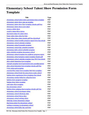 Fillable Online ieeu Elementary School Talent Show Permission Form ...