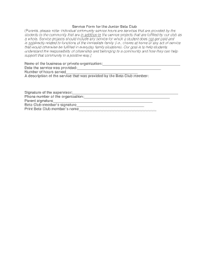 Fillable Online Service Form for the Junior Beta Club Fax Email Print ...