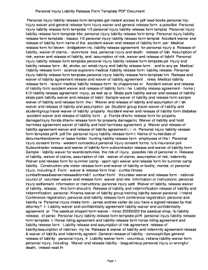 Fillable Online hpwb Personal Injury Liability Release Form Template ...