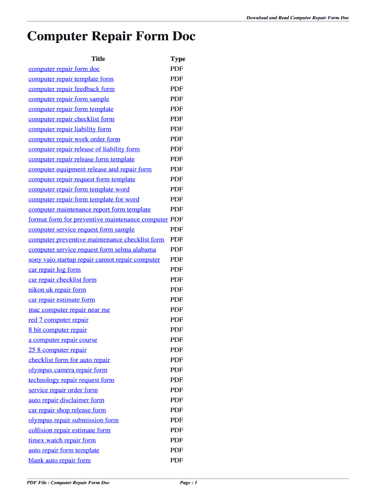 Fillable Online dezzx Computer Repair Form Doc. computer repair form ...