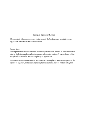 Fillable Online Sample Sponsor Letter Fax Email Print - pdfFiller