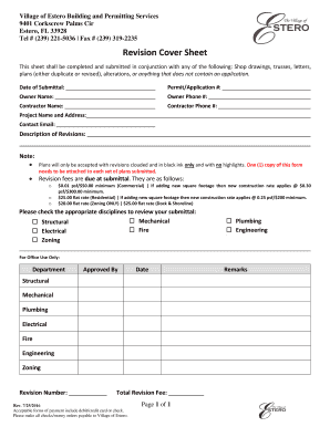 Fillable Online Revision Cover Sheet - estero-fl.gov Fax Email Print ...