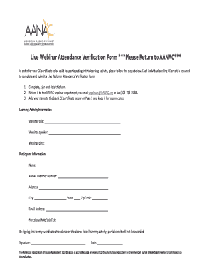 Fillable Online Webinar Attendance Verification Form and Certificate ...