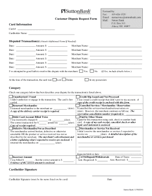 Fillable Online Forward by: Fax: 419-426-1320 Customer Dispute Request ...