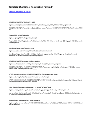Fillable Online Template Of A School Registration Form Fax Email Print ...