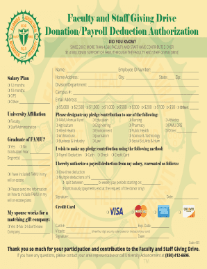 Fillable Online advancement famu Faculty and Staff Giving Drive Fax ...