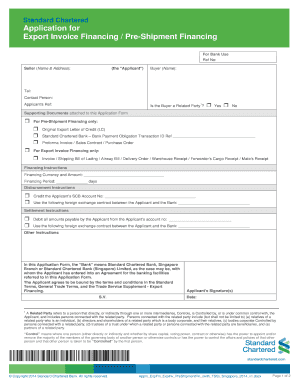 Fillable Online Standard Chartered Application for Export Invoice ...
