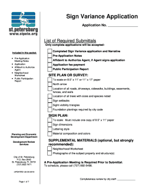 Fillable Online stpete Sign Variance Application - City of St ...