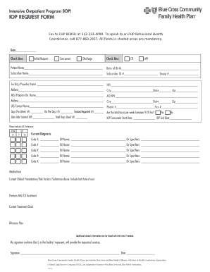 Fillable Online Intensive Outpatient Program (IOP) IOP REQUEST FORM Fax ...