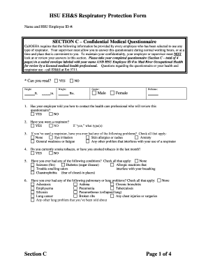 Fillable Online HSU EH&S Respiratory Protection Form Fax Email Print ...