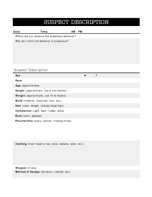 Fillable Online Suspect form.xls Fax Email Print - pdfFiller