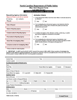 Fillable Online NCDPS Blue Alert Form - ncdps.s3.amazonaws.com Fax ...