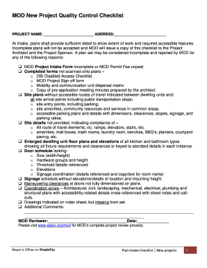 Fillable Online MOD New Project Quality Control Checklist - SFgov Fax ...