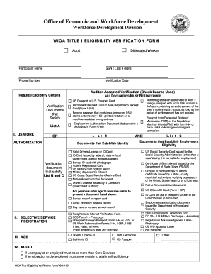 Fillable Online oewd OEWD Form 101 WIOA Title I Eligibility ...