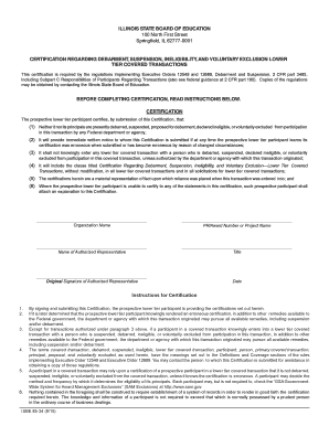 Fillable Online isbe 85-34 Certification Regarding Debarment ...
