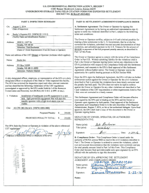 Fillable Online yosemite epa UST Field Citation Form For Expedited ...