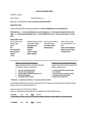 Fillable Online CLINICAL REASONING FORM Fax Email Print - pdfFiller