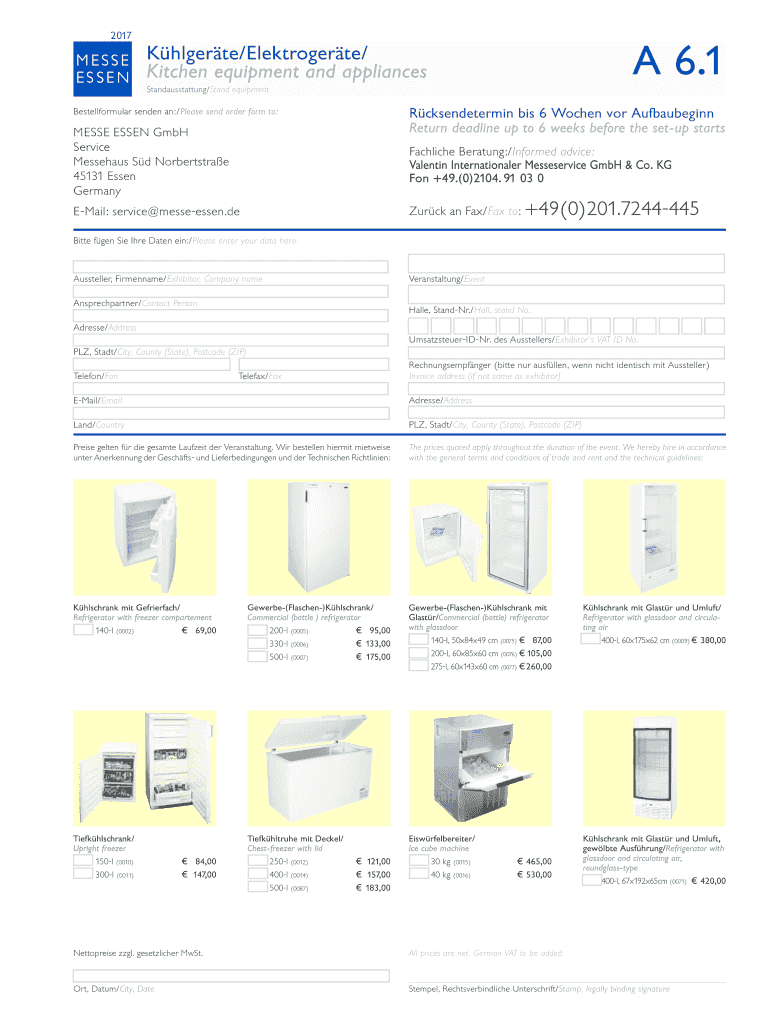Fillable Online die-urlaubswelt K?hlger?te & Elektroger?te (pdf, 874Kb) Fax Email Print - pdfFiller