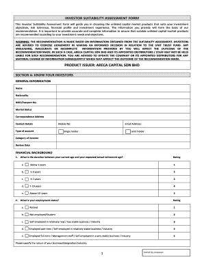Fillable Online investor suitability assessment form product issuer ...