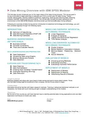 Fillable Online Data Mining Overview with IBM SPSS Modeler ... - SBAS ...
