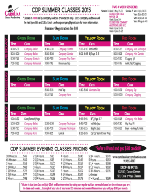 Fillable Online SUMMER CLASS REGISTRATION Fax Email Print - pdfFiller