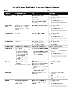 Fillable Online ucedd georgetown Annual Preventive Health Screening ...