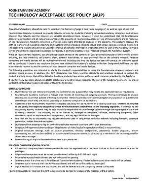 Fillable Online fountainviewacademy FOUNTAINVIEW ACADEMY TECHNOLOGY ...
