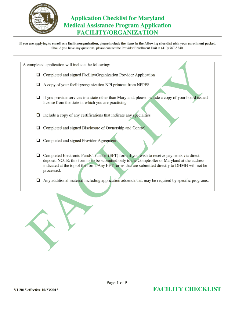 Fillable Online mmcp dhmh maryland Application Checklist for Maryland Medical Assistance ... Fax ...