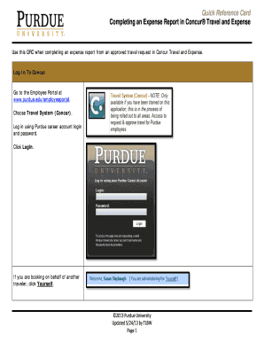 Fillable Online Completing an Expense Report in Concur Travel and ...