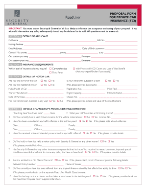 Fillable Online RoadUser Motor Car Proposal Form - Turks and Caicos ...