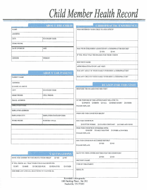 Fillable Online Child Member Health Record Fax Email Print - pdfFiller