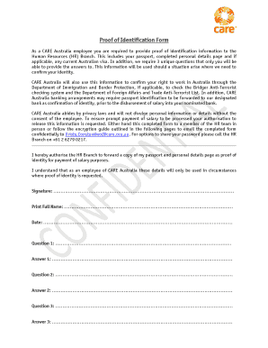 Fillable Online Proof of Identification Form - care.org.au Fax Email ...