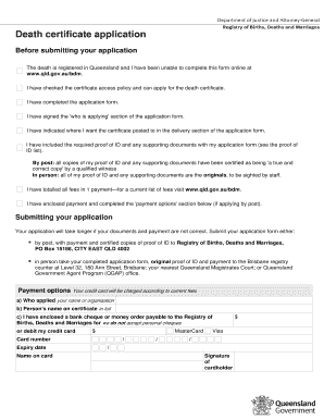 Fillable Online Death certificate application - publications.qld.gov.au ...