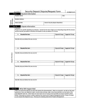 Fillable Online Security Deposit Dispute/Request Form - Jacob Grant Fax Email Print - pdfFiller
