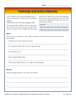 Fillable Online Commas and Direct Address Fax Email Print - pdfFiller